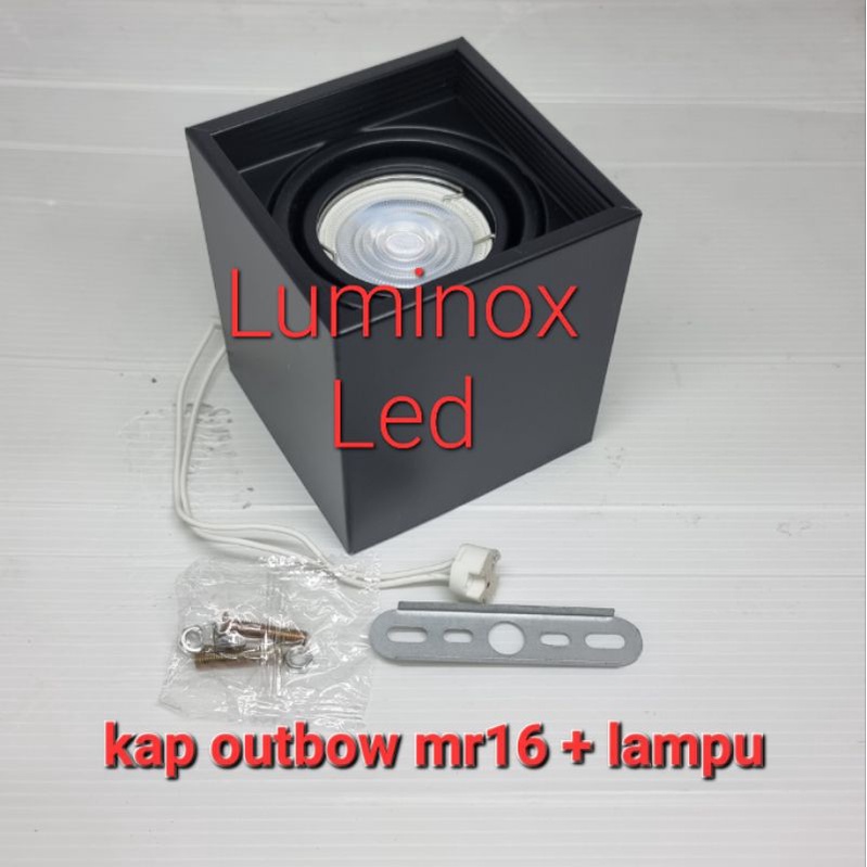 Jual downlight outbow mr16 + lampu 7watt 7w / kap spot light segi kotak ...