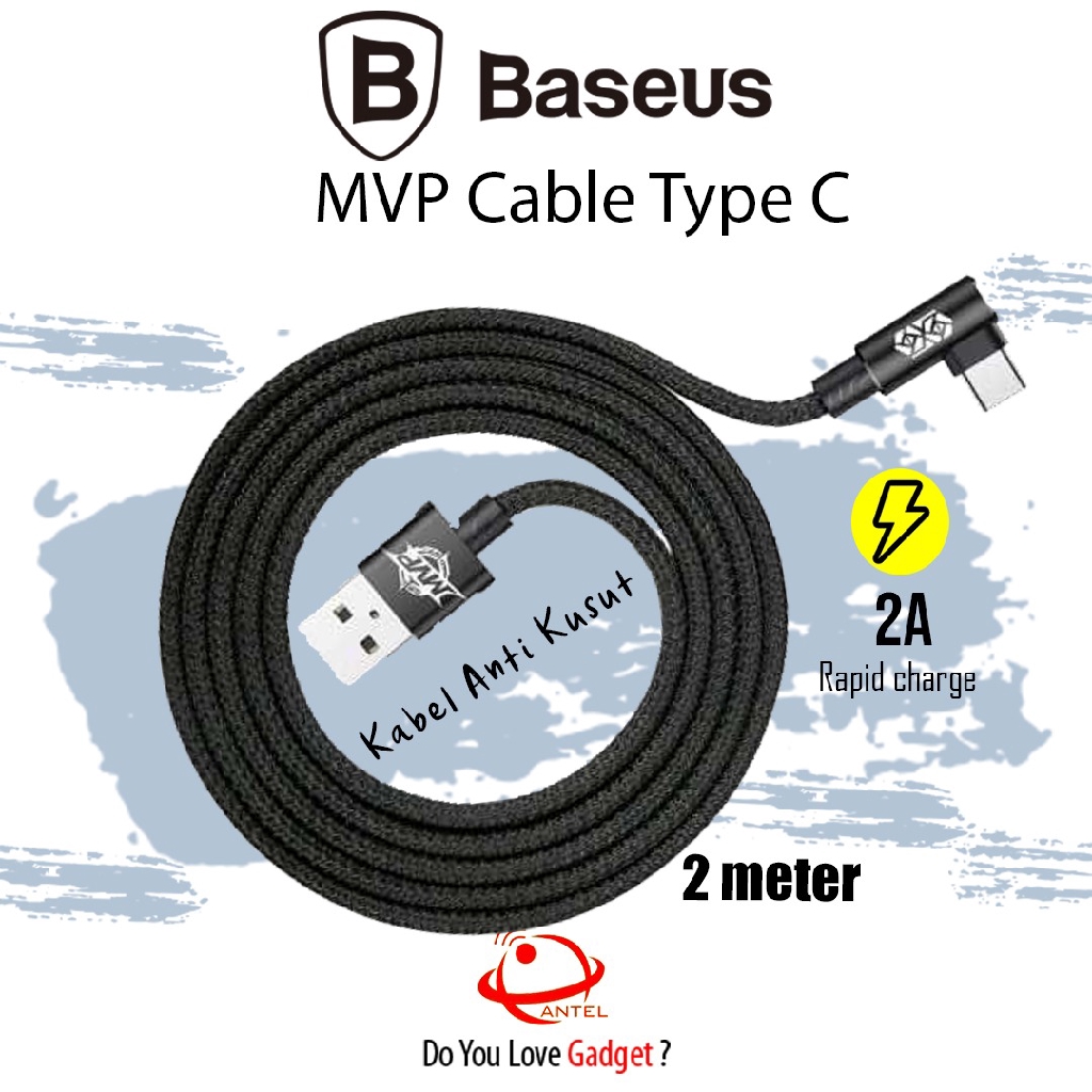 Jual Baseus MVP L Shape Kabel Charger USB Type-C 2A 2 Meter | Shopee ...