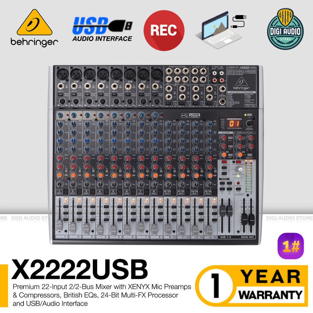 Jual Audio Mixer 12 Channel Behringer Xenyx X2222USB with USB Audio ...