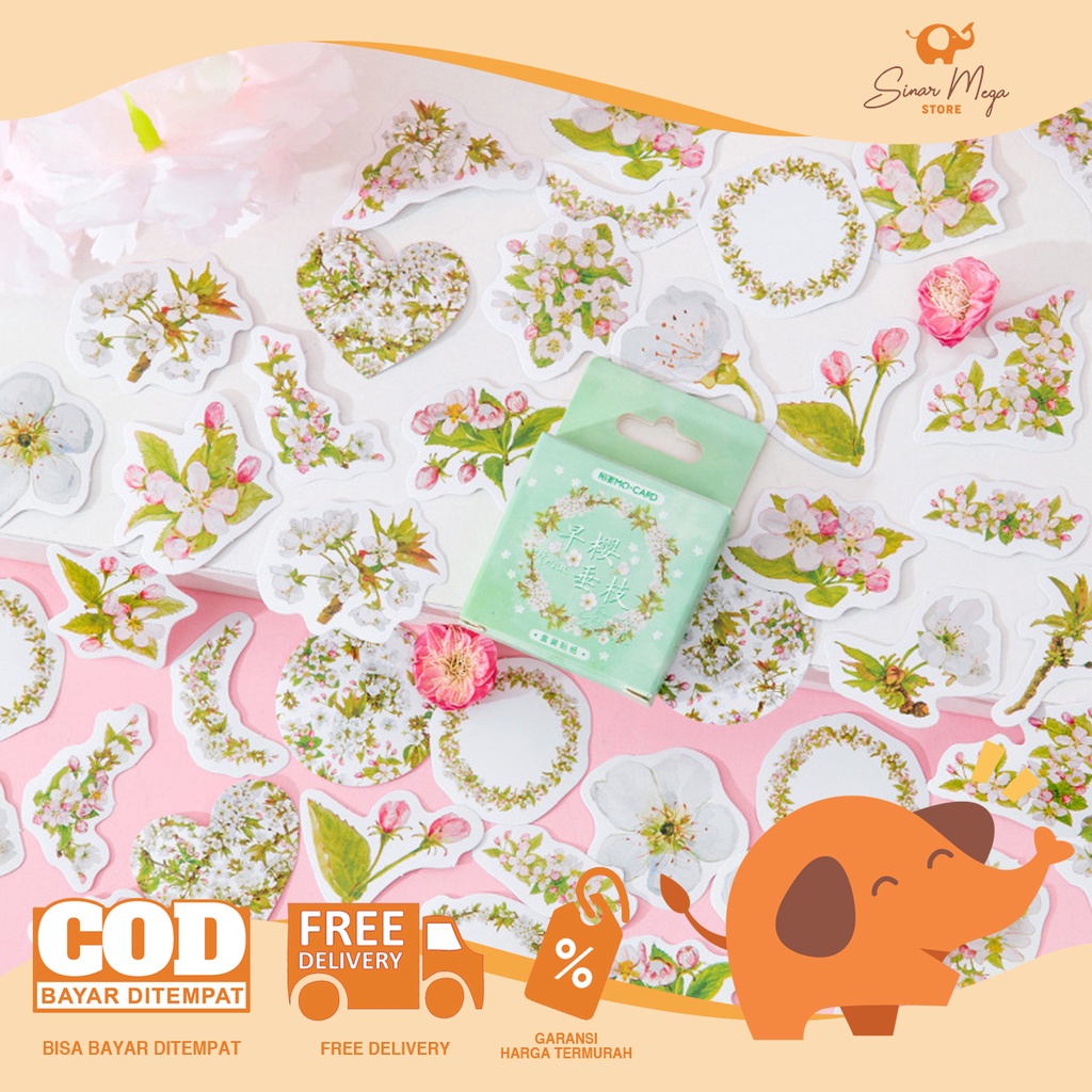 Jual White Flower Petals Flake Stickers Set / Sticker Stiker Motif ...
