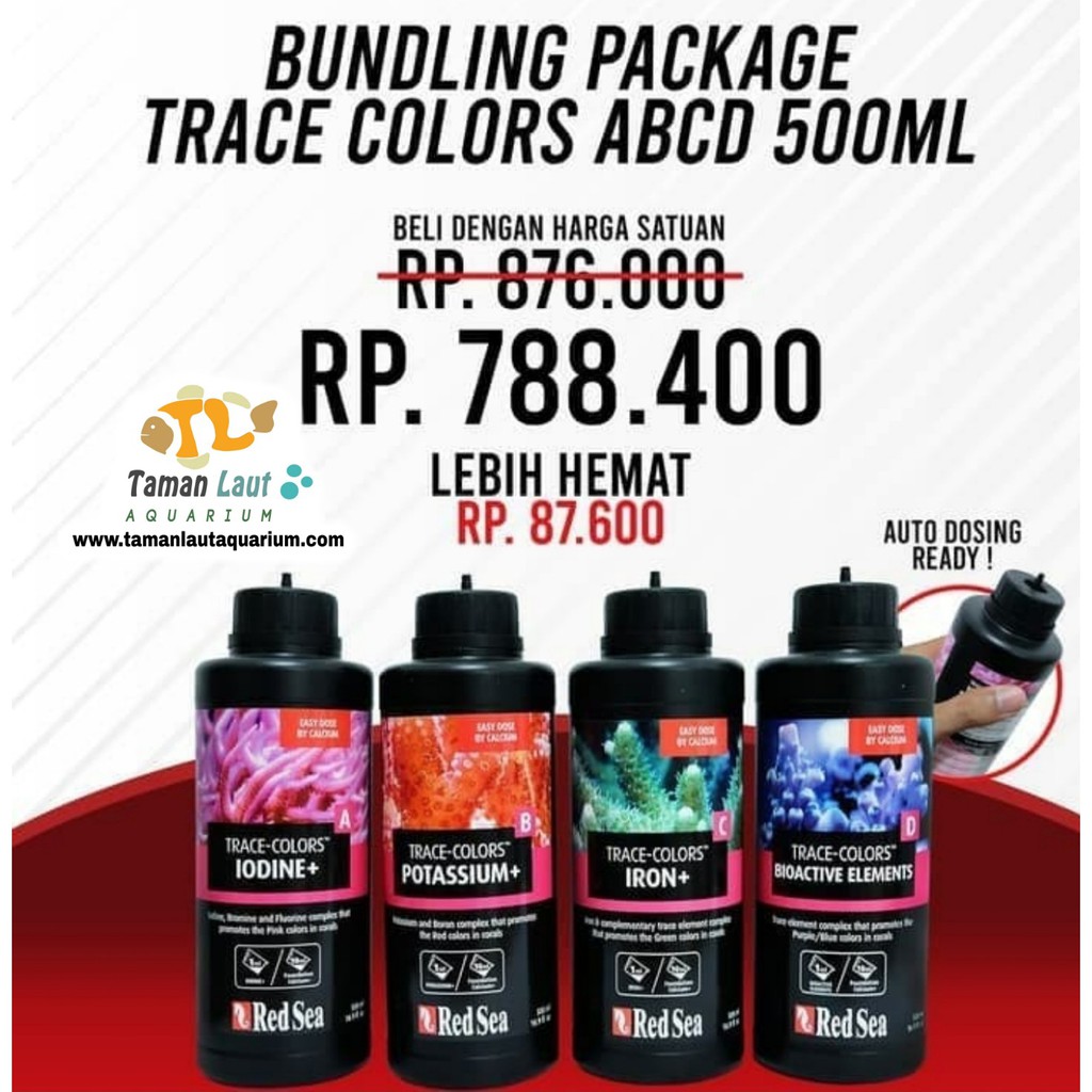 Jual Paket Red Sea Trace Colors ABCD 4x500ml | Shopee Indonesia