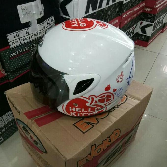Jual HELM ANAK GM EVO TEEN CARTOON HELLO KITTY PUTIH | Shopee Indonesia