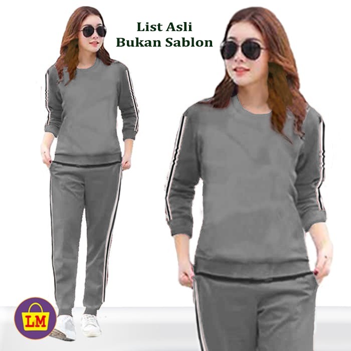 Jual Pakaian Setelan Wanita Terkinian Training Lina List Garis Lengan ...