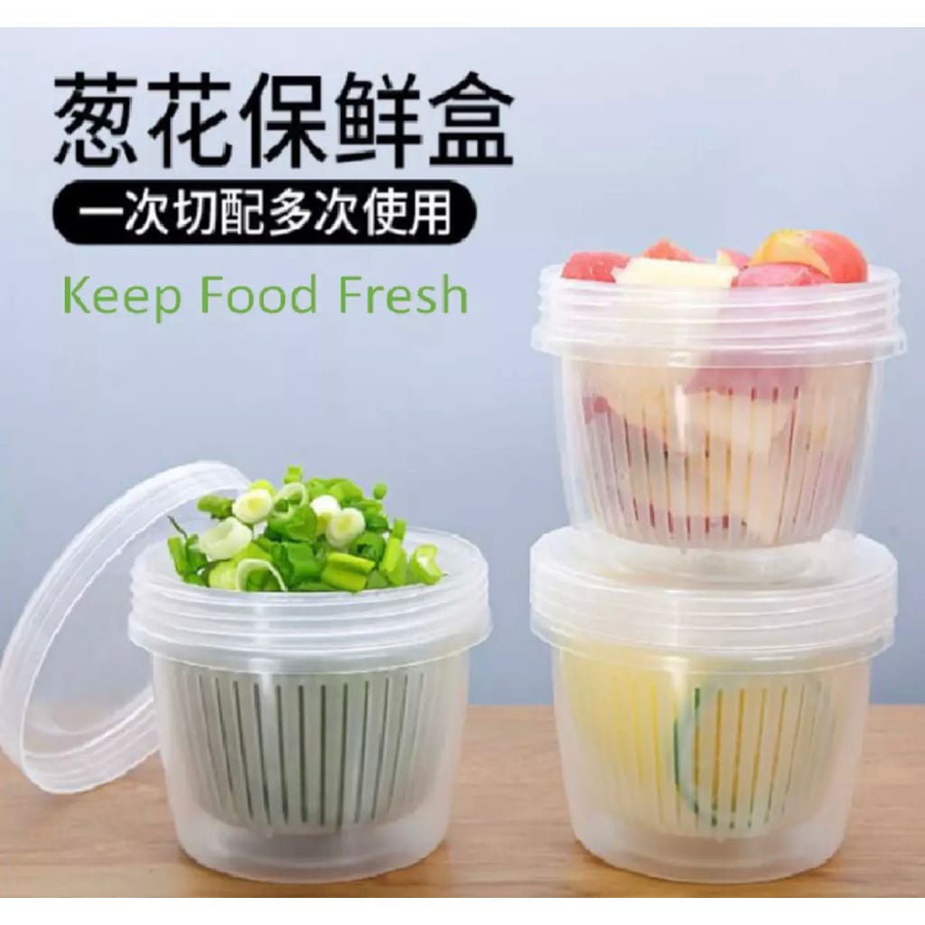 Jual Toples Bulat Transparan plus Saringan Penyimpanan Bawang Sayur ...