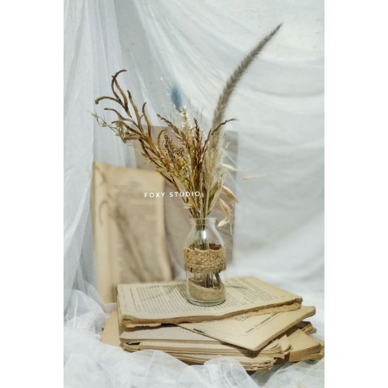 Jual BUNGA KERING UNTUK DEKORASI KAMAR AESTETIC / DRIED FLOWERS + VAS ...