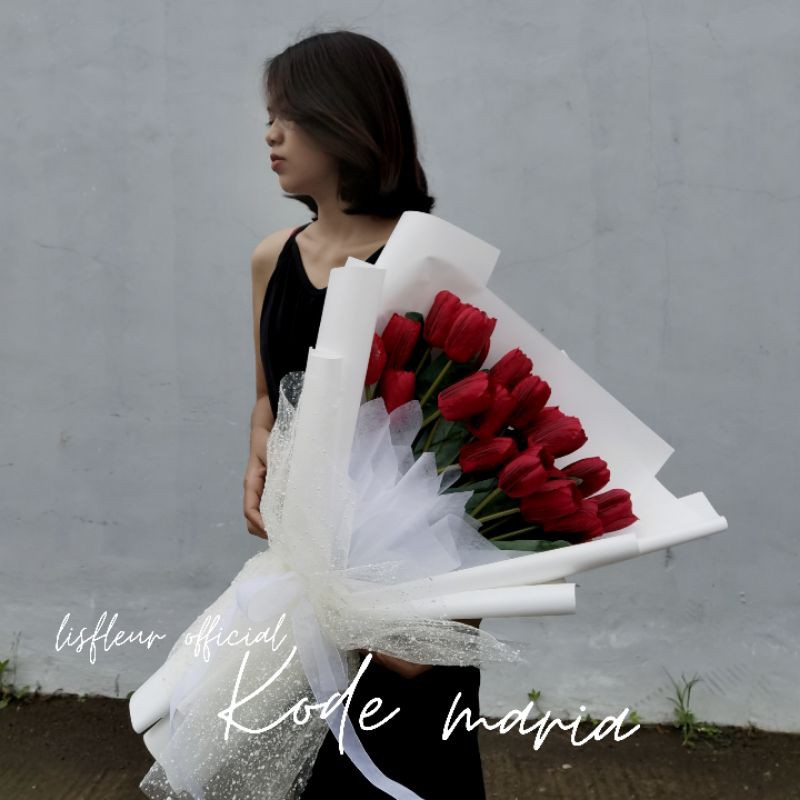 Jual buket bunga elegan tulip merah 21 tangkai kode MARIA BIG | Shopee ...