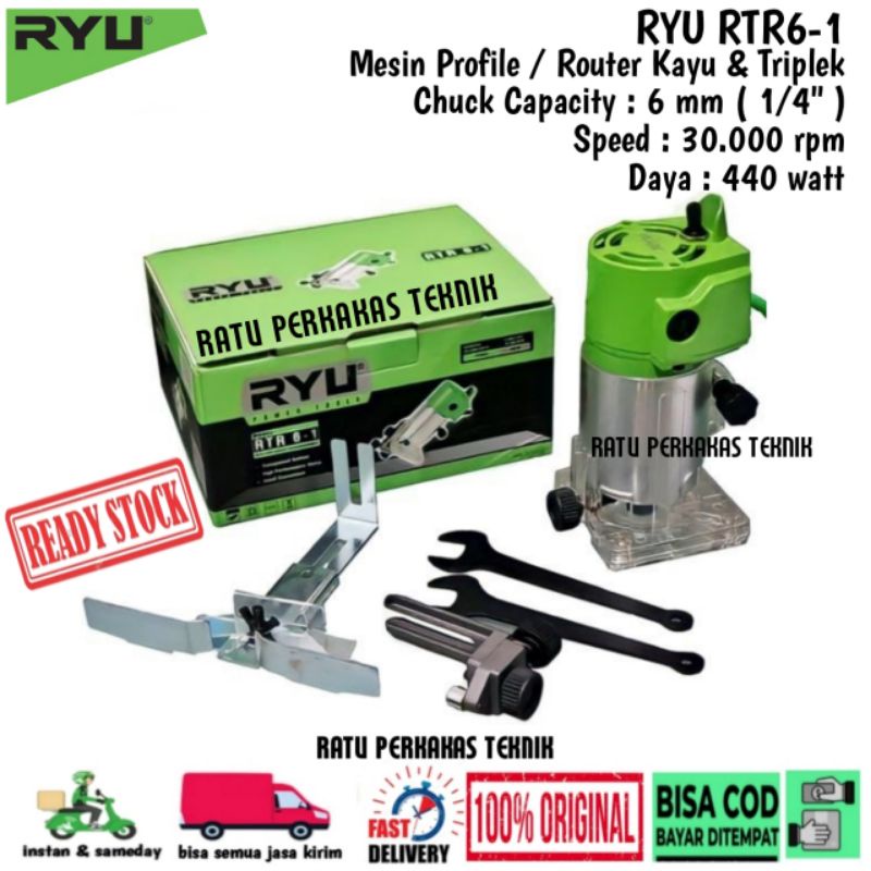 Jual Mesin Profil Kayu Ryu RTR6-1 Original Wood Trimmer Router Ruter ...