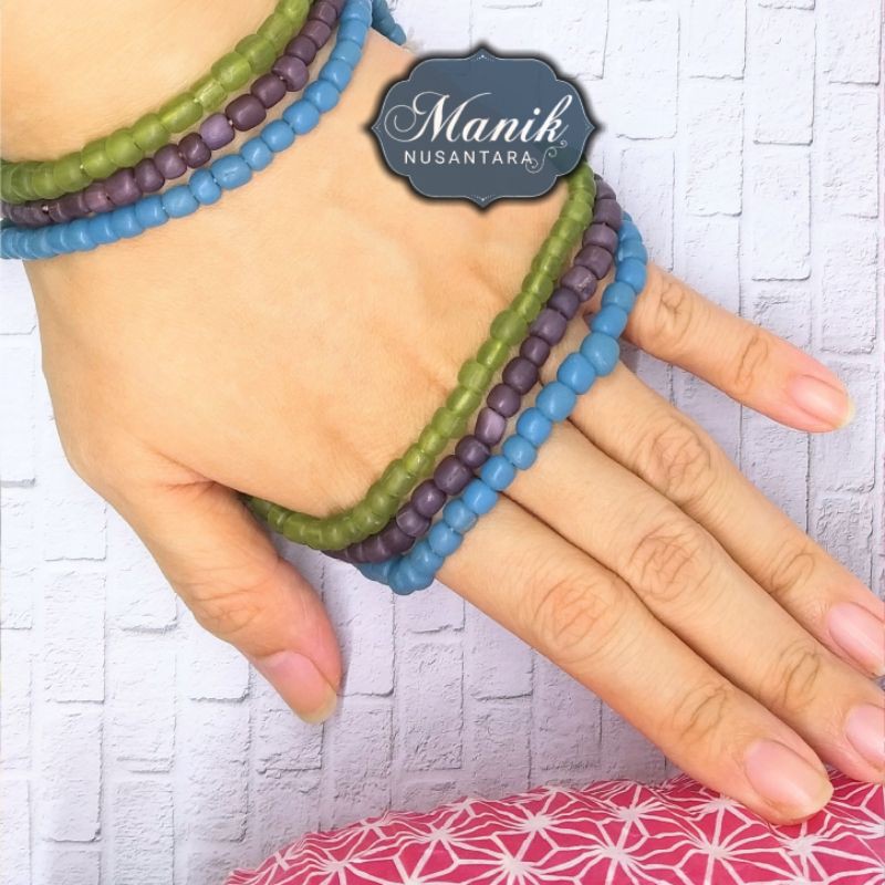 Jual Manik Nusantara Kaca Tradisional Doff Set Biru Ungu Nila Indigo ...