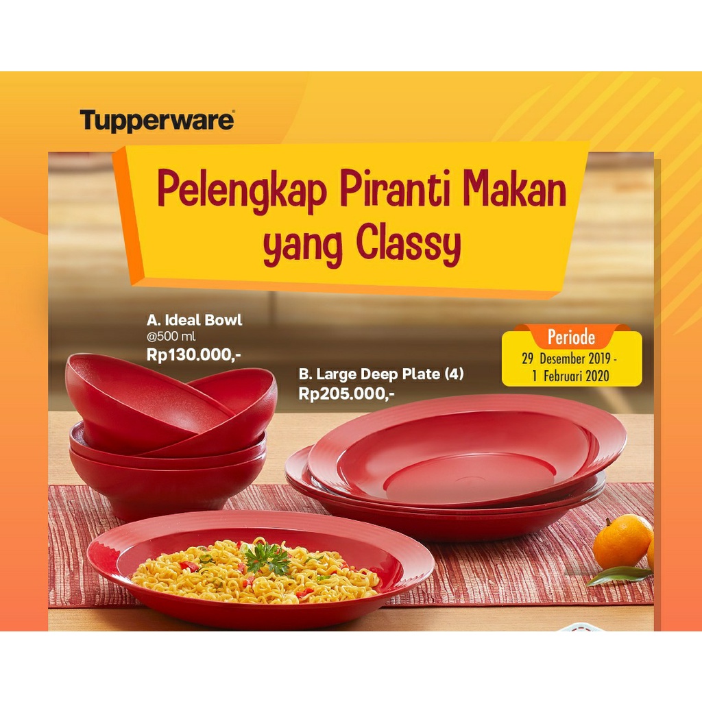 Jual Tupperware Ideal Bowl & Large Deep Plate (Mangkuk plastik ...