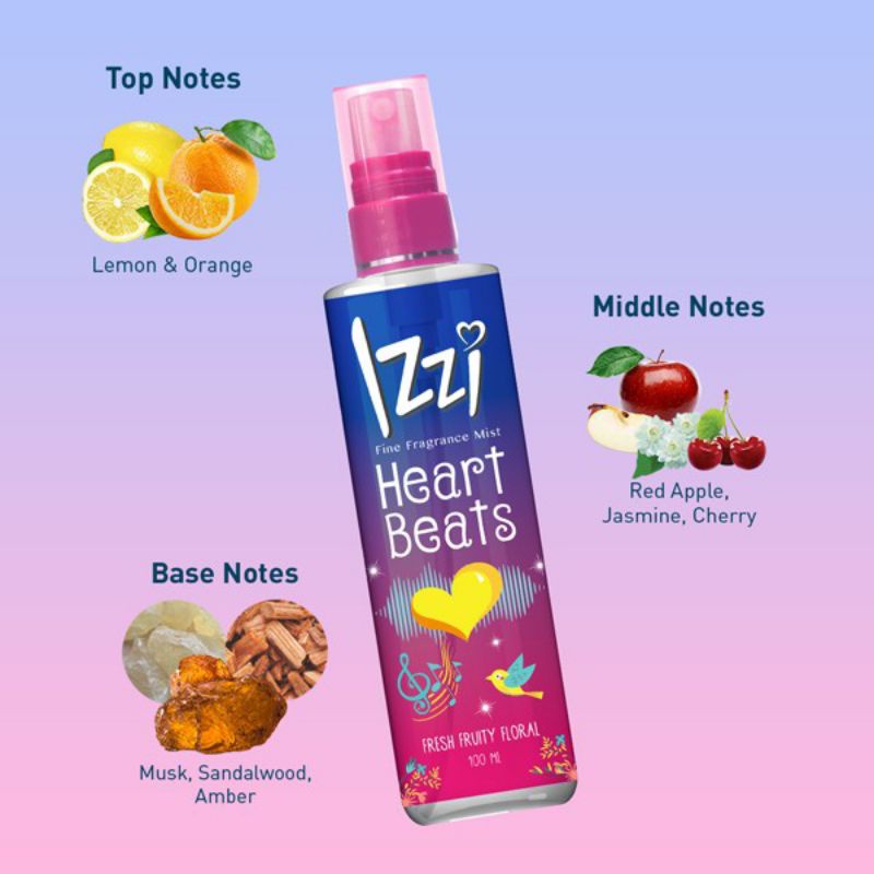 Jual Izzi Parfum Fine Fragrance Mist Heart Beats Fresh Fruity Floral ...