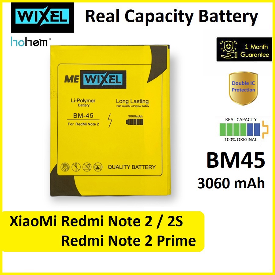 Jual WIXEL ME Baterai XiaoMi BM45 Redmi Note 2 2S Prime Real Capacity Battery 100% Ori Batre ...