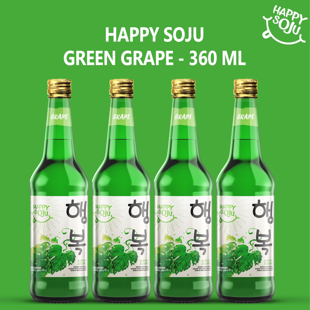 Jual Happy Soju Green Grape 4 Botol [360 ML] | Shopee Indonesia