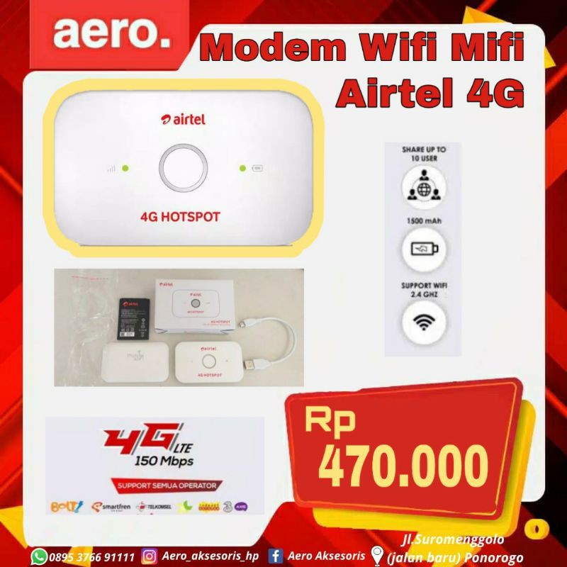Jual Modem Wifi Mifi Airtel 4G Hotspot Unlock All Operator High Speed ...