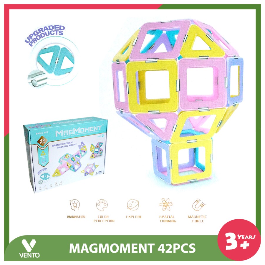 Jual [VENTO]Magnetic Tiles 42pcs Mainan Magnet Edukasi Building Blocks ...