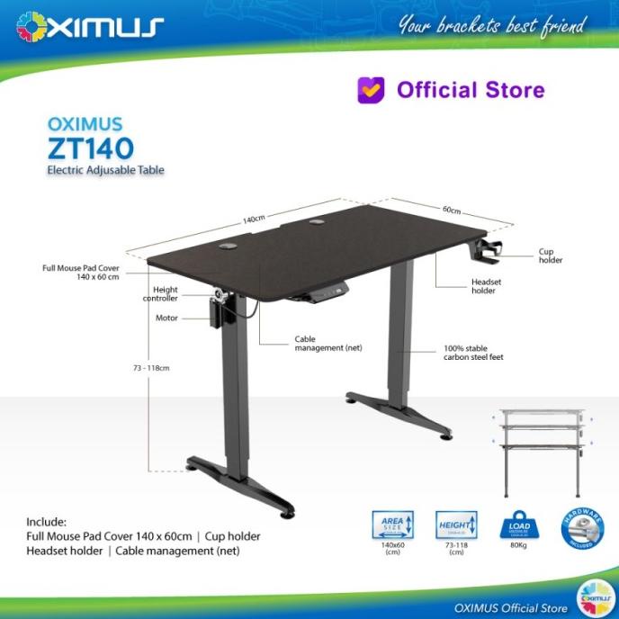 Jual Meja Komputer Gaming Desk Oximus Zt140 Electric Adjustable Table ...