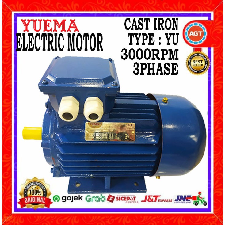 Jual YU-2.2KW-3HP-3PHASE-2POLE-B3 YUEMA ELECTRIC MOTOR ORIGINAL 100% | Shopee Indonesia