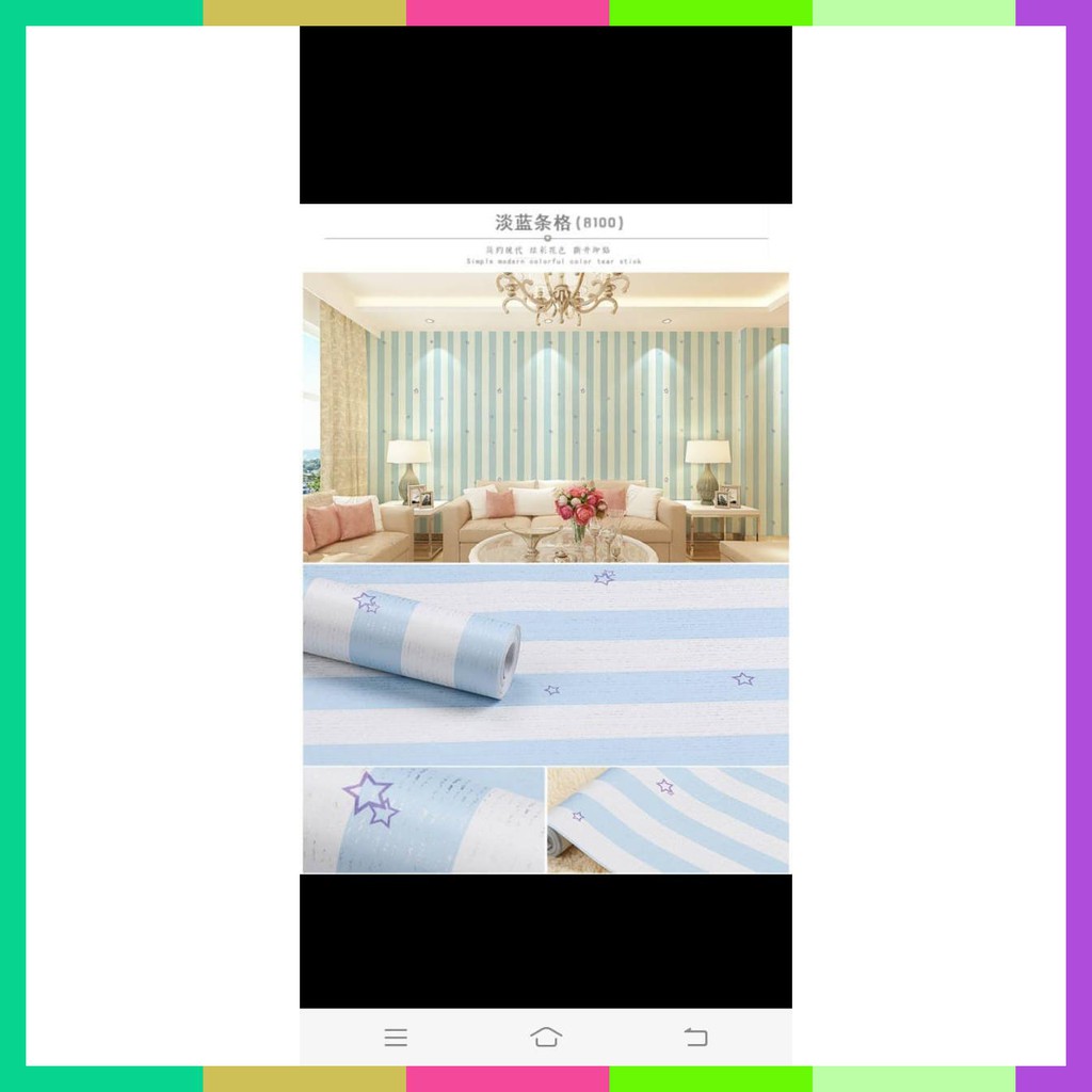 Jual Wallpaper Sticker Dinding Garis Bintang Biru 45Cm X 10 | Shopee ...