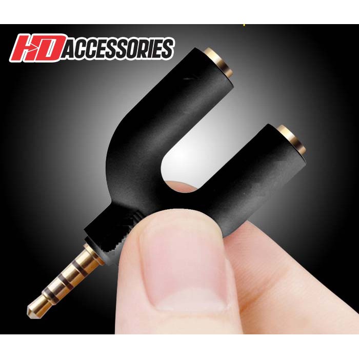 Jual Smule Shape U 3.5mm Headphone & Mic Jack Splitter Black | Shopee Indonesia