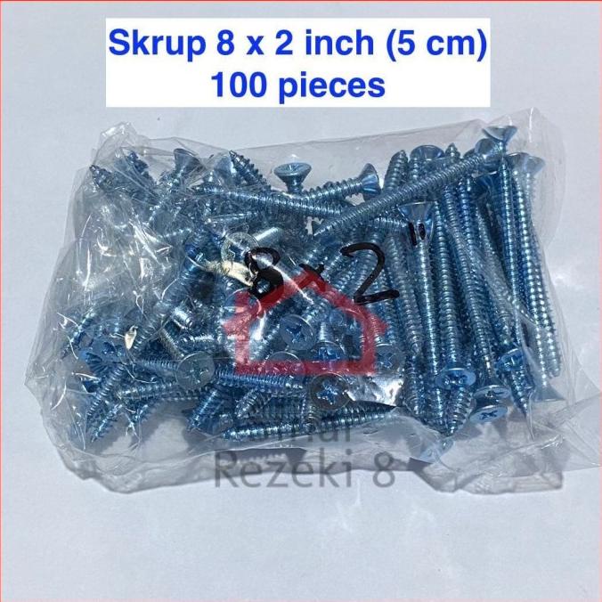 Jual 100 Pieces Skrup #8 X 2 Inch 5 Cm Moon Lion / Taping Screw Sekrup | Shopee Indonesia