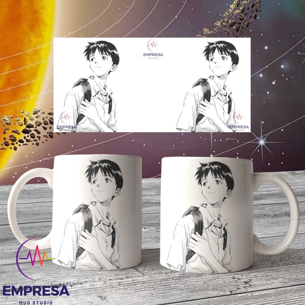 Jual Shinji Ikari Monochrom Evangelion Anime Black Hair Manga Mug ...