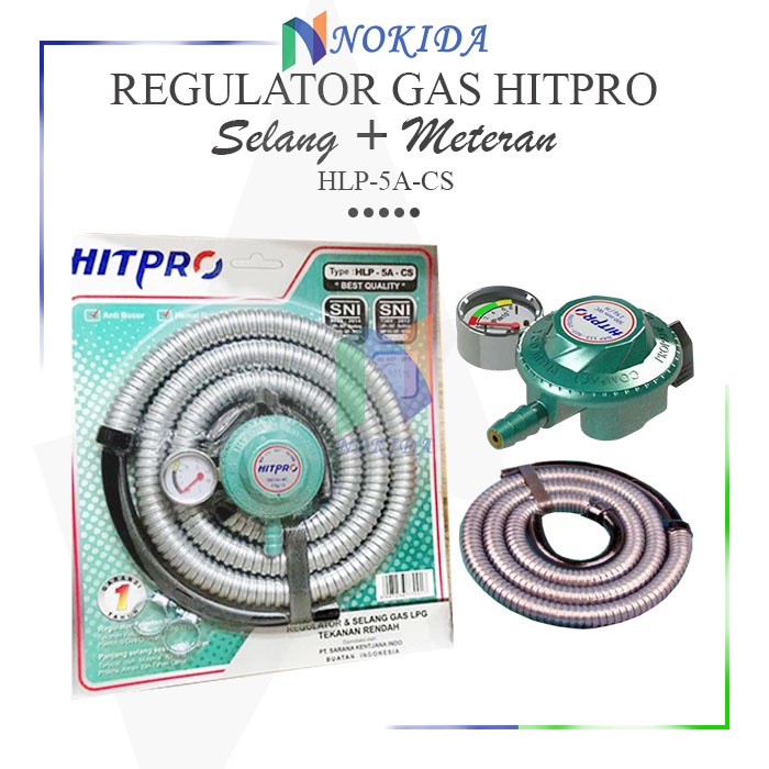 Jual Nokida Selang + Meteran Regulator Gas Hitpro [HLP-5A-CS] / Selang ...