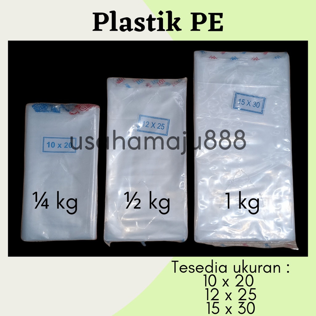 Jual Plastik PE 10x20 12x25 15x30 Kantong Gula Es Batu 1/2kg 1/4kg 1kg | Shopee Indonesia