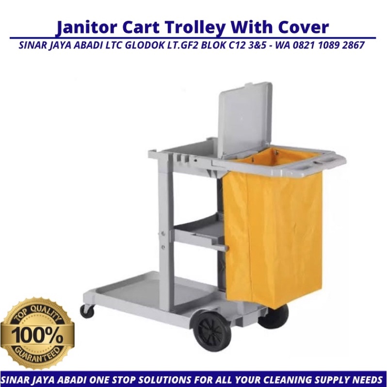 Jual Gerobak Alat Kebersihan / Trolley Janitor Cart With Cover / Troli ...