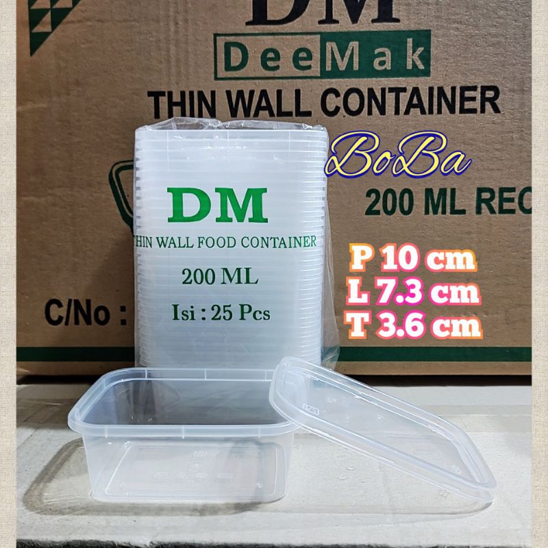 Jual Thinwall Container Dm 200ml Kotak Makan 200ml 25set Persegi