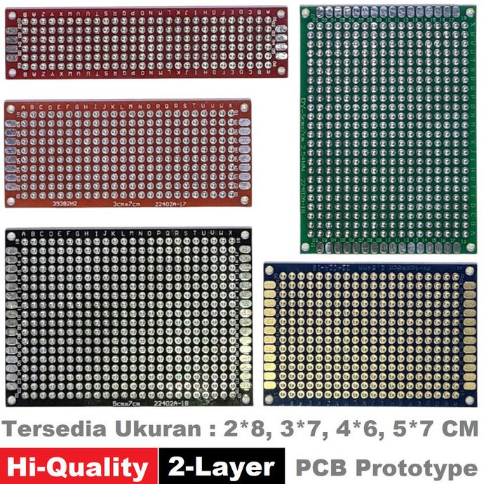Jual Prototype PCB KECIL Dobel Dual Layer Thru Hole Lubang Bolong ...