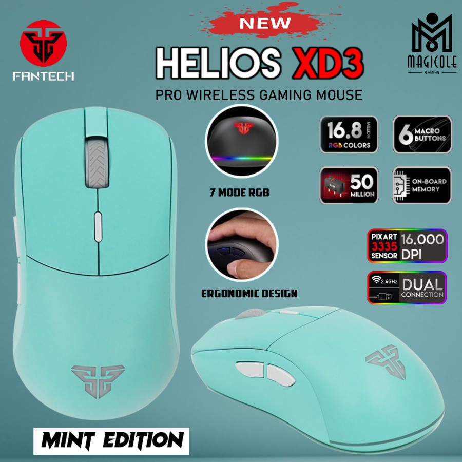 Jual Fantech HELIOS XD3 Wireless Mint Gaming Mouse Wireless Dual Mode ...