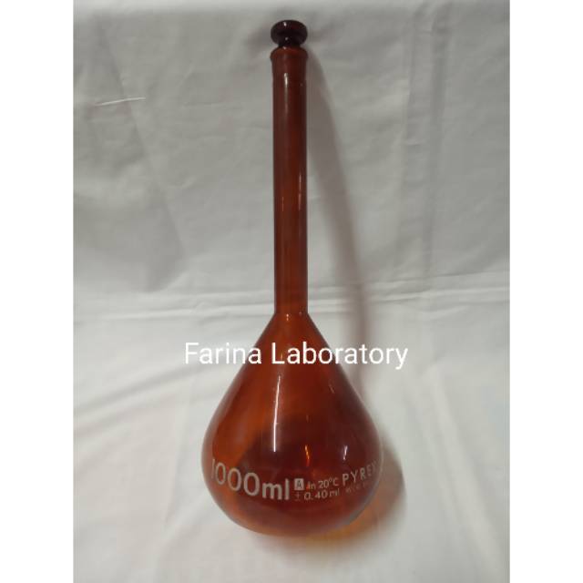 Jual Labu Ukur warna Coklat-Volumetric Flask 1000ml Full Amber Pyrex Class A | Shopee Indonesia