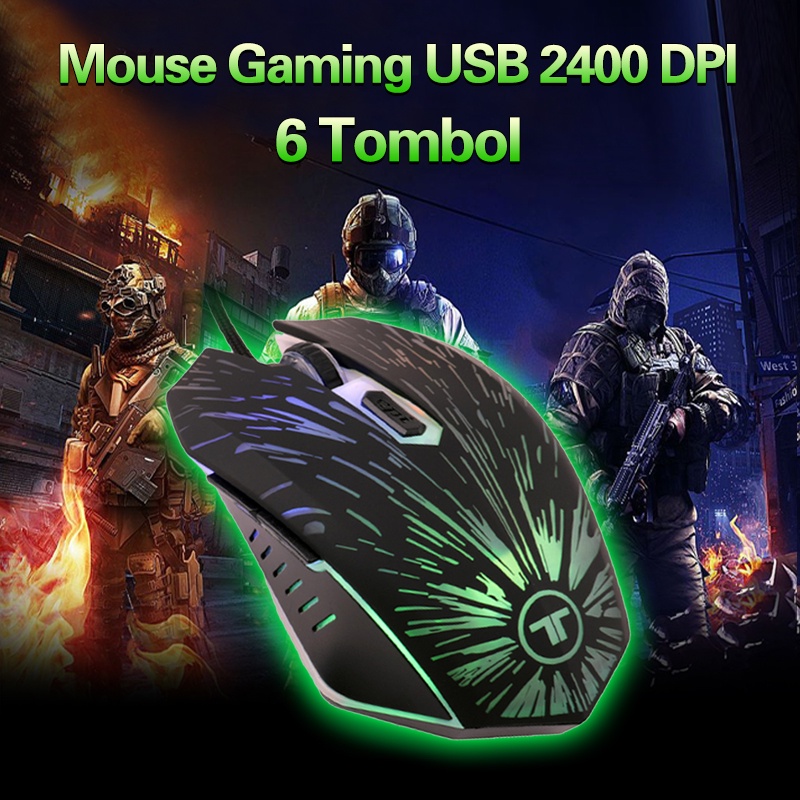 Jual Mouse Gaming RGB 2400 DPI, Oli Karet Lembut, LED Gaming Mouse ...