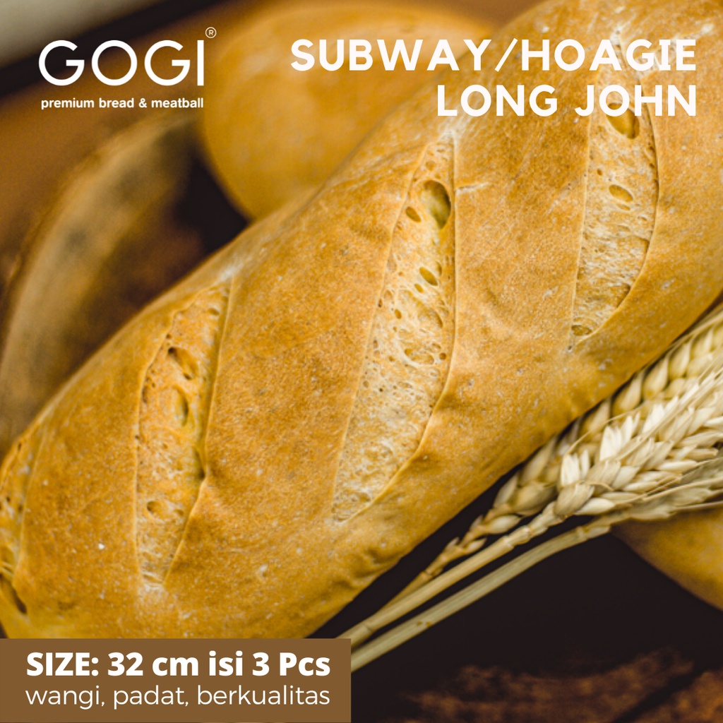 Jual Hoagie Roll isi 3 pcs 32cm Roti Subway Bread Roti Long John Bread ...