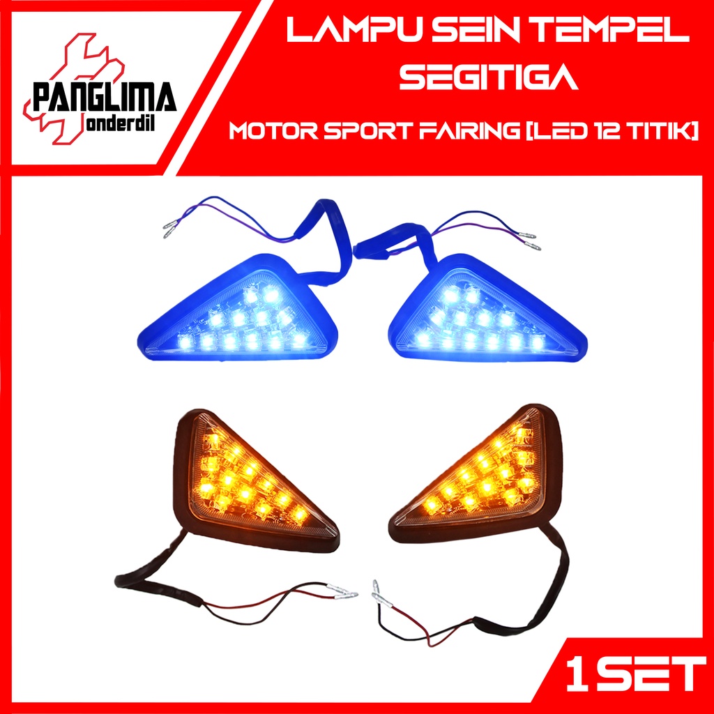 Jual Lampu Sein Segitiga 12 Titik LED Biru-Kuning Motor Sport Fairing Ninja R-RR & CBR 150-250 ...