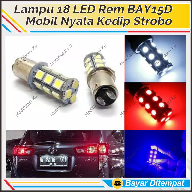 Jual LAMPU REM MOBIL KEDIP STROB0 18 MATA LED BAYONET KAKI 2 PREMIUM ...