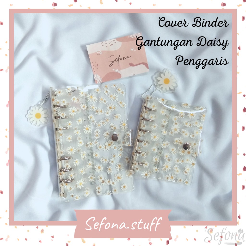 Jual Cover Binder A6 & A7 Motif Bunga Daisy 6 Ring Aesthetic Transparan ...