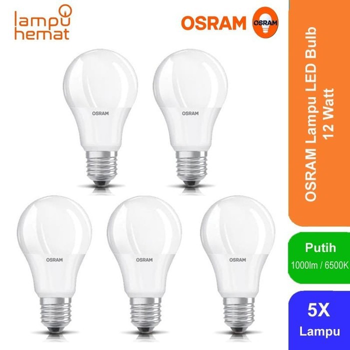 Jual Paket isi 5 pc Osram Lampu Bohlam LED 12 Watt putih white 12w ...