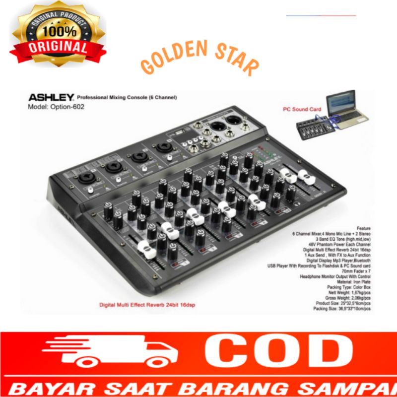 Jual Mixer Ashley Option 602 Original 6 Channel PC Soundcard ...