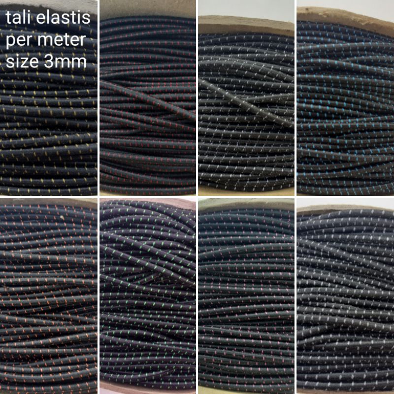 Jual Tali karet bulat 3mm Tali string tali frame tenda Tali elastis ...