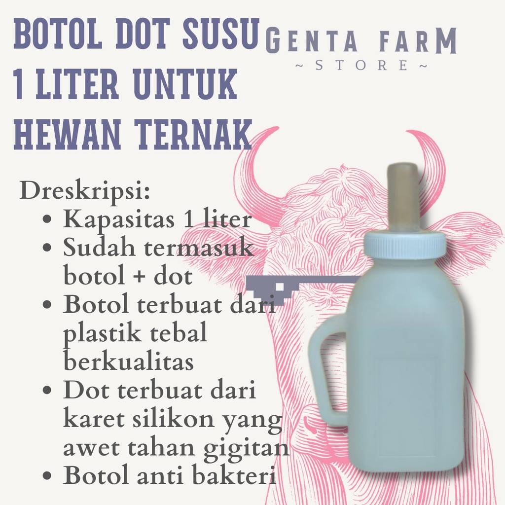 Jual Botol Dot Susu Sapi Kerbau Kuda Kambing Babi 1 Liter Dot Susu Plus ...