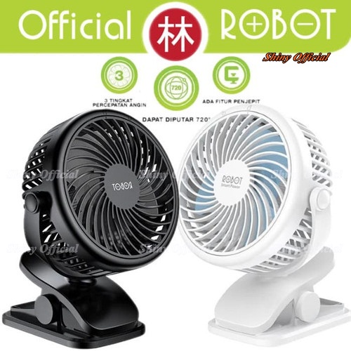 Jual Mini Fan ROBOT Portable Clip RT-BF10 720 Degree Rotation - Hitam ...