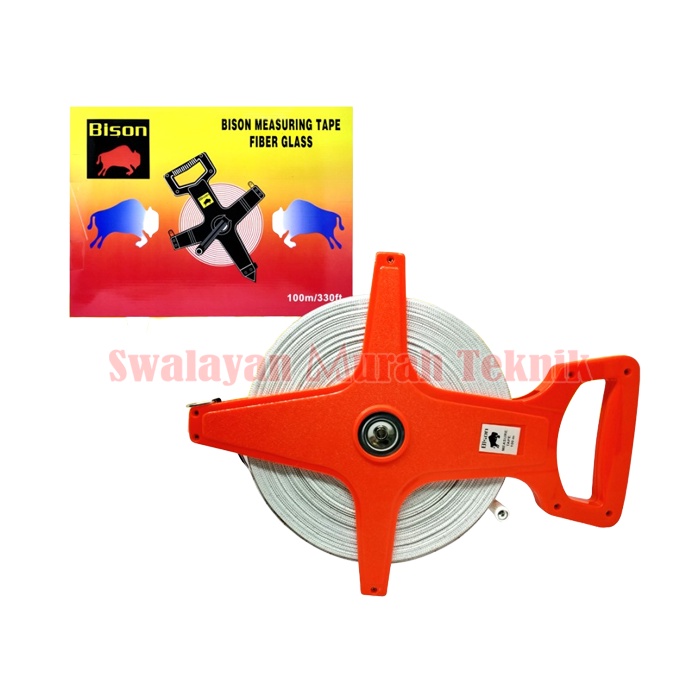 Jual BISON Meteran T Tancap Gulung 100M Roll Meter 100 Meter Body Fiber ...