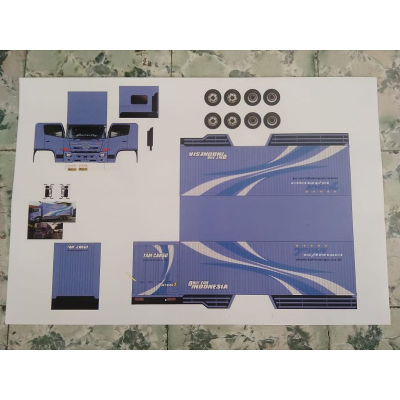 Jual Lembaran PaperCraft Truk Box Hino 500 TAM CARGO Ungu P.26,5cm L.5 ...