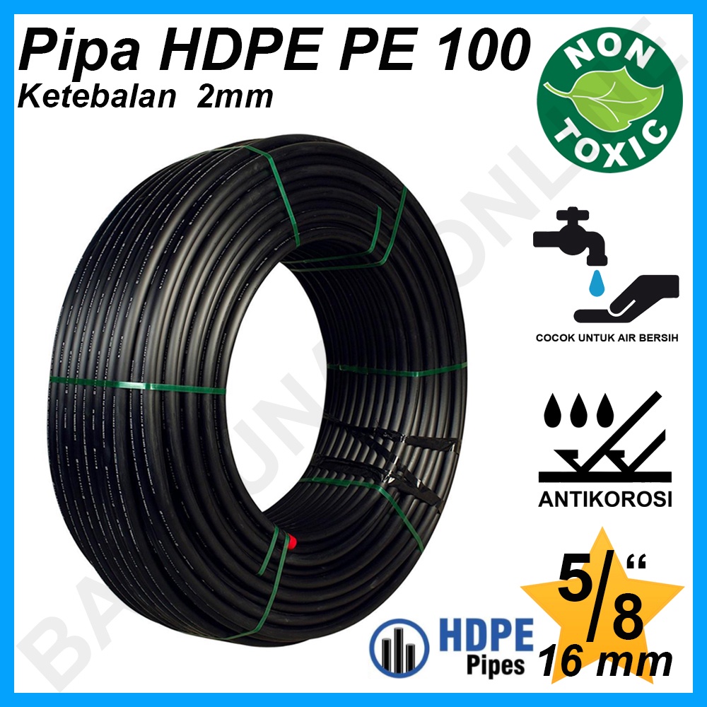 Jual Selang HDPE 16mm Pipa Air Dingin Cold Pipa PE Hitam 5/8" inch ...