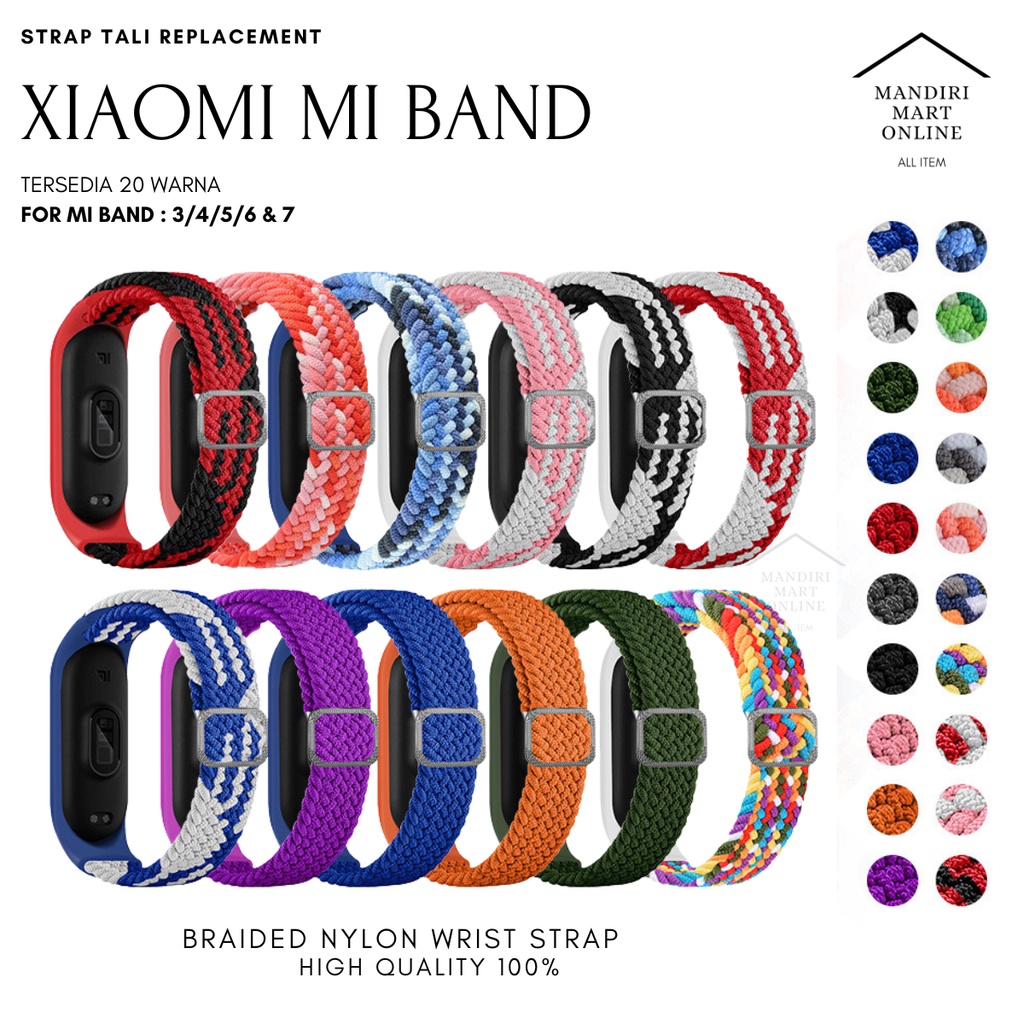 Jual Strap Nylon Xiaomi Mi band 7 6 5 4 3 / Tali Pengganti Miband 3/4/5/6/7 Nilon | Shopee Indonesia