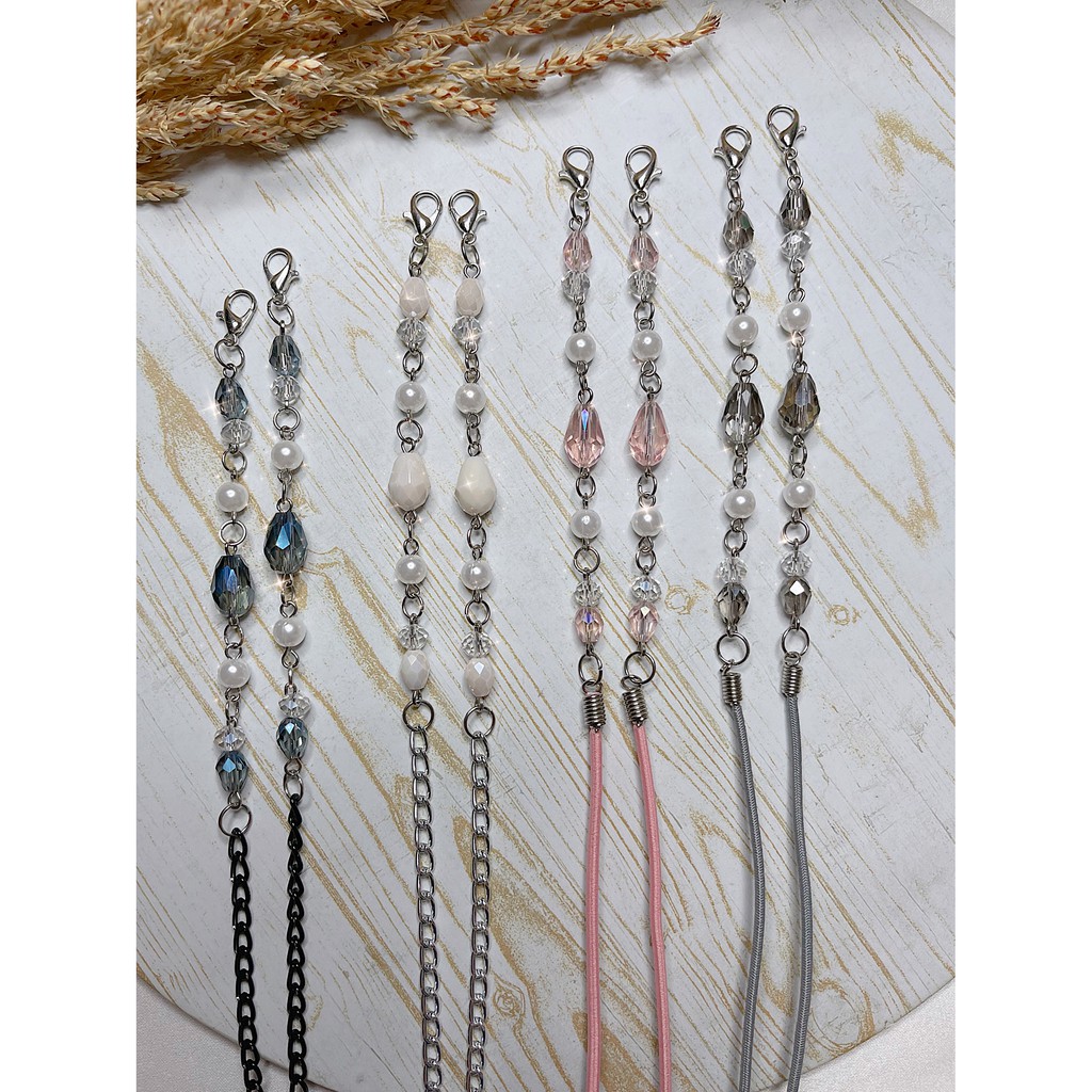 Jual HIJAB FRIENDLY RAINDROP CRYSTAL MASK STRAP / MASK CHAIN / TALI ...