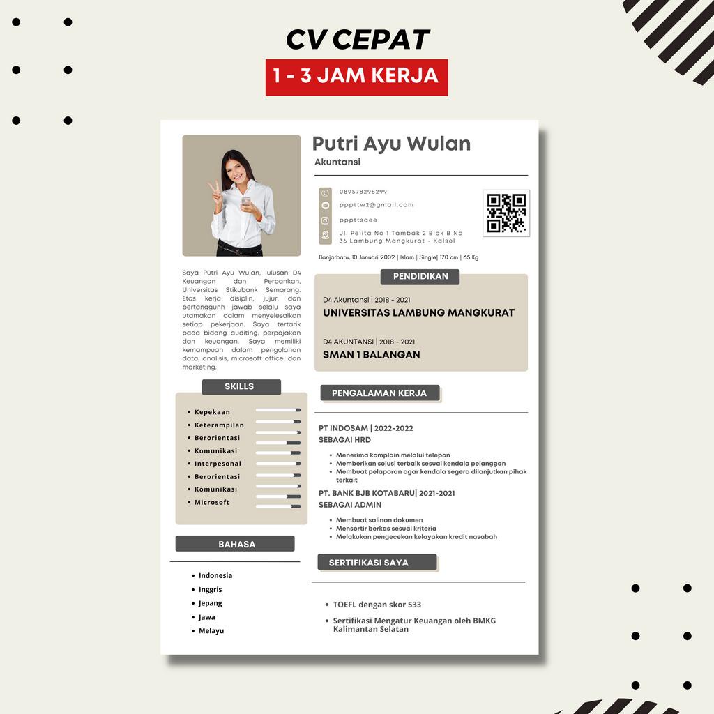 Jual JASA PEMBUATAN CV PROFESIONAL, SURAT LAMARAN KERJA & TEMPLATE CV ...