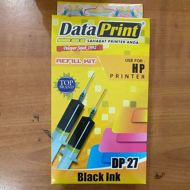 Jual Refill Tinta Suntik Data Print DP27 DP 27 Printer HP Black / Hitam ...