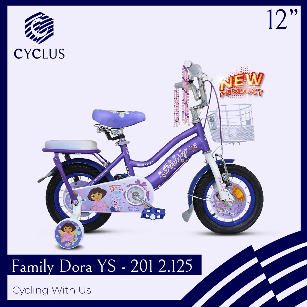 Jual Sepeda Mini Anak Perempuan Family Dora The Explorer Nickelodeon YS 201 12 Inch Keranjang ...
