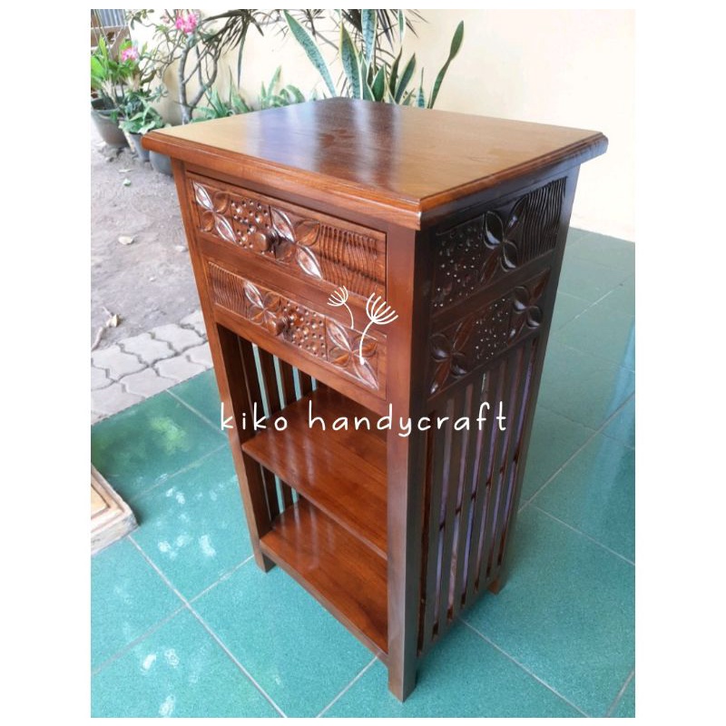 Jual Meja dispenser ukir 2 laci kayu jati | Shopee Indonesia